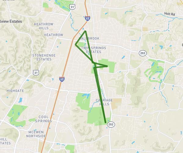 Smith-Tower Brentwood Loop - Brentwood, Tennessee | Bike | MapPlanner